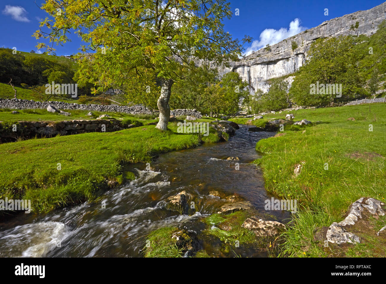 A view of Malham Cove in Malhamdale, Yorkshire Dales National Park ...