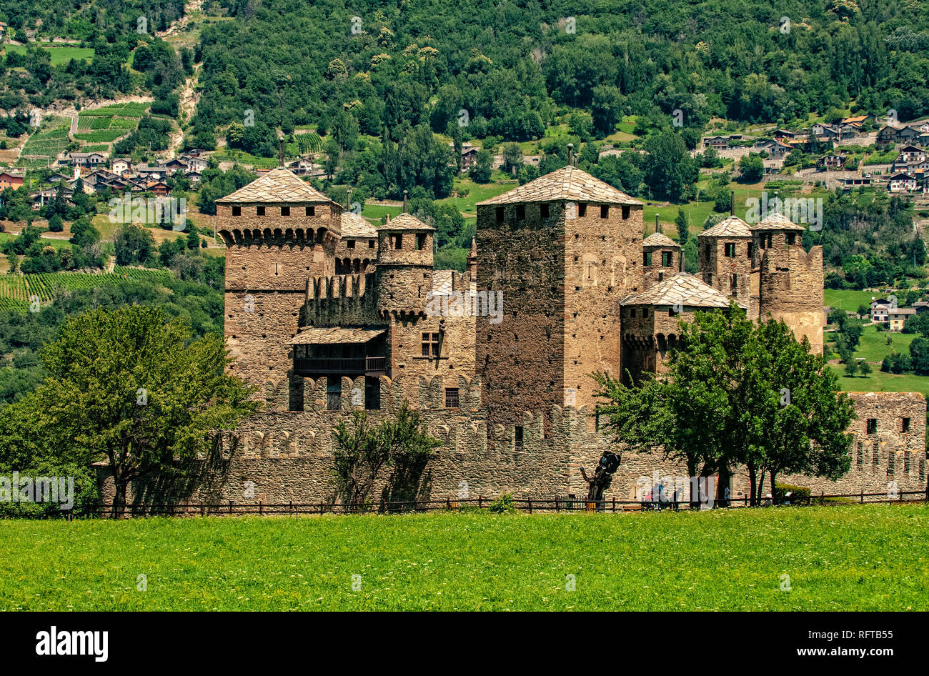 Italy Valle d'Aosta Fenis the castle Stock Photo - Alamy