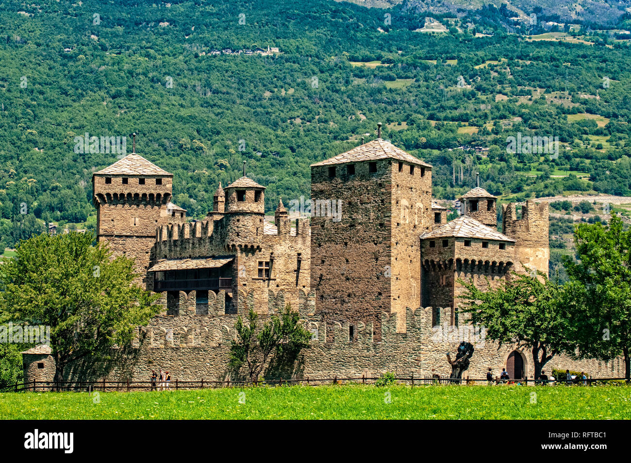 Italy Valle d'Aosta Fenis the castle Stock Photo - Alamy