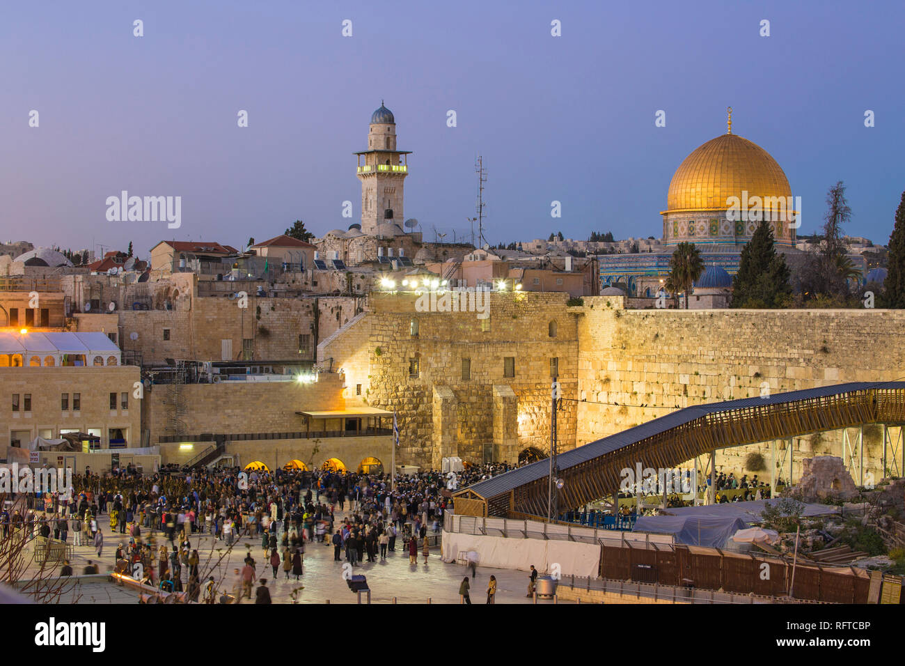 Elevated city view with the dome of the rock hi-res stock photography ...