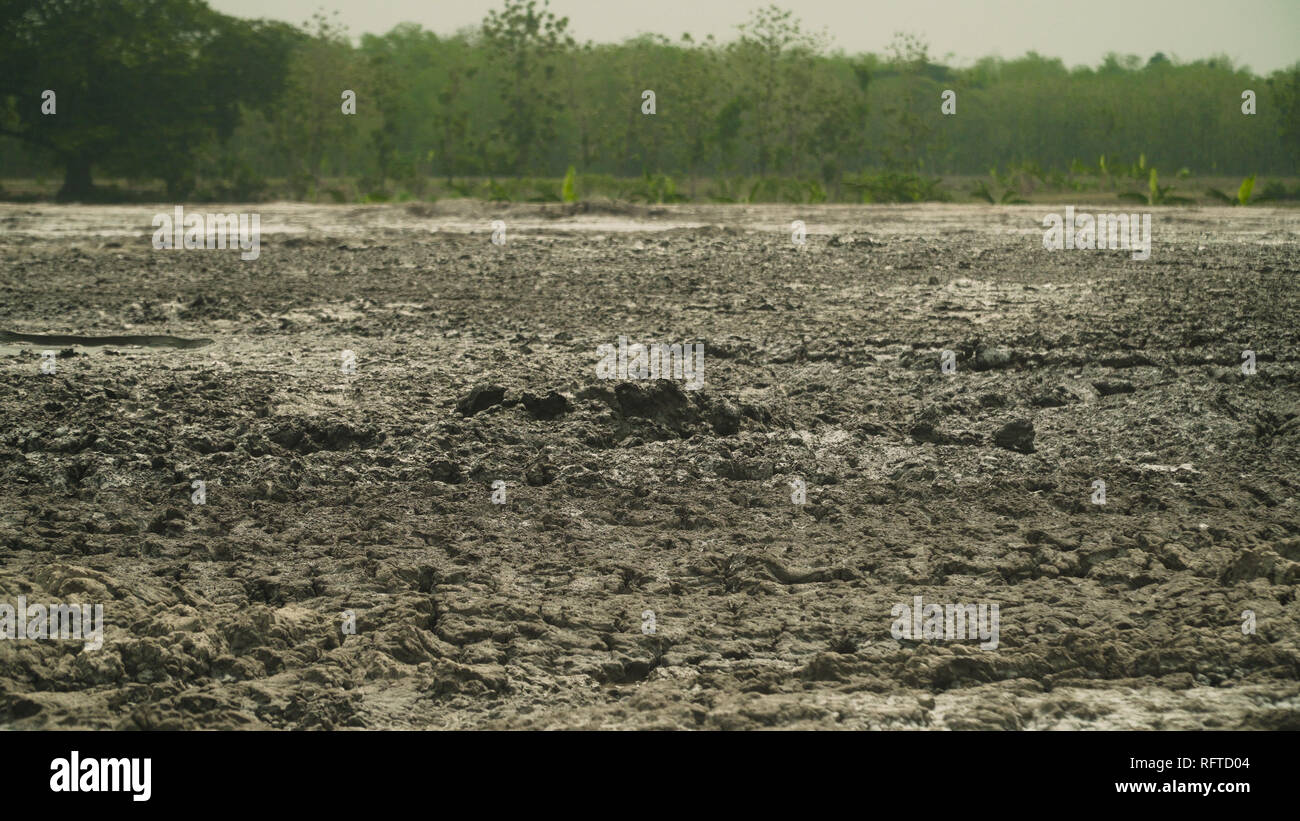 Mud volcano bledug kuwu. volcanic plateau with geothermal activity and ...