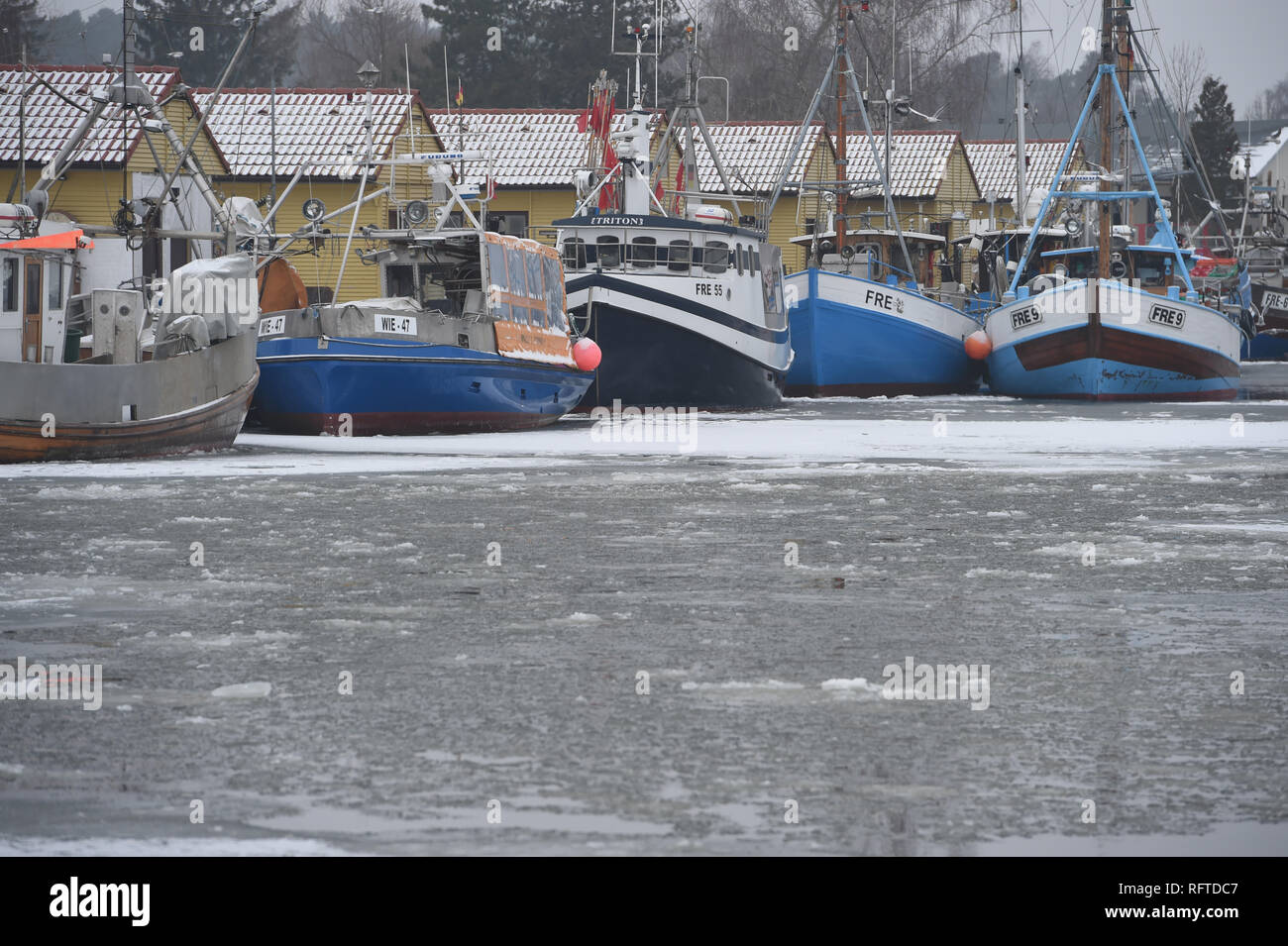 Freest, Germany. 26th Jan, 2019. In the harbour of Freest the fishing ...