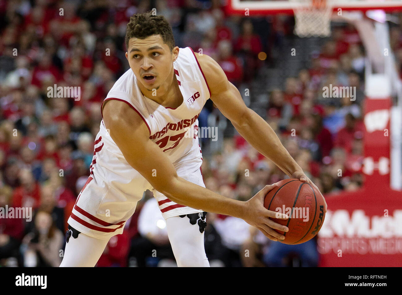 Madison, WI, USA. 26th Jan, 2019. Wisconsin Badgers guard Kobe King #23 ...