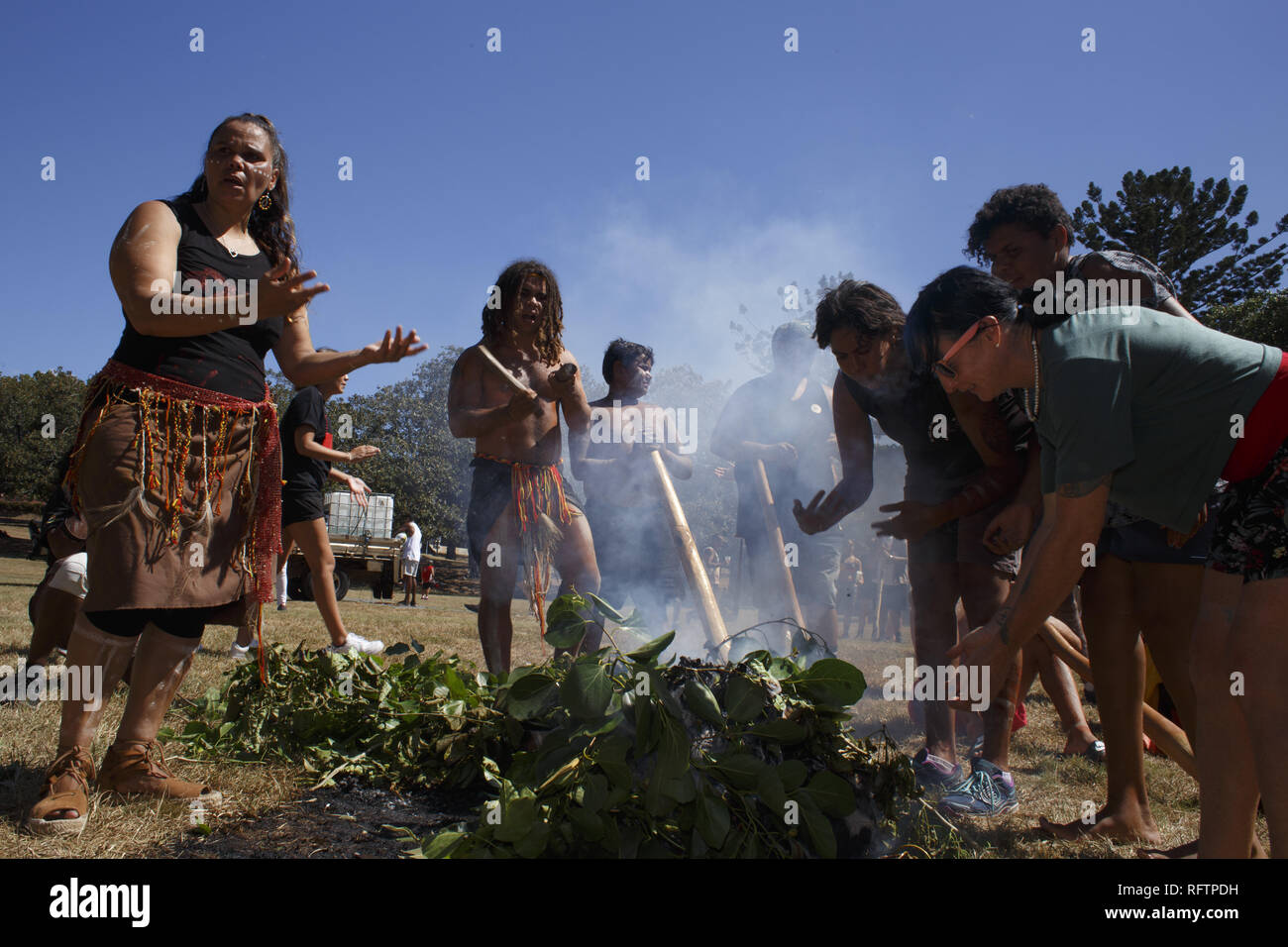 Brisbane, Queensland, Australia. 26th Jan, 2019. Indigenous protester ...