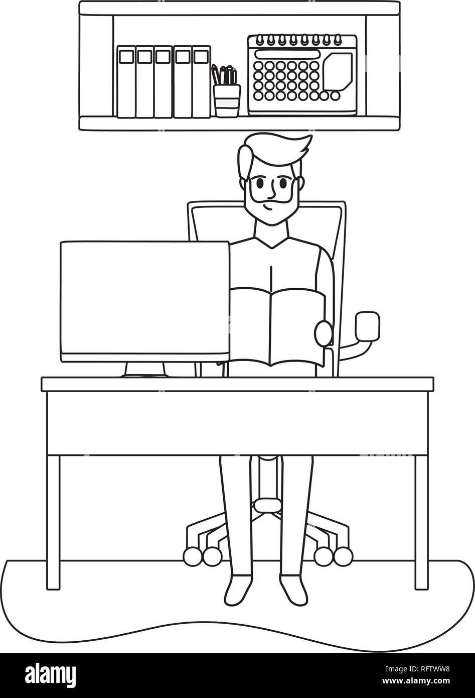 businessman at office cartoon Stock Vector Image & Art - Alamy