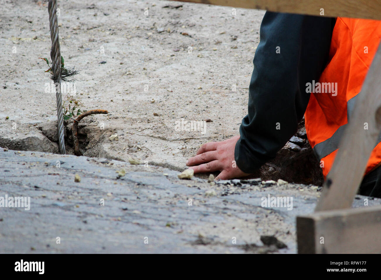 lowering the concrete slab and creating duct protection of the water ...