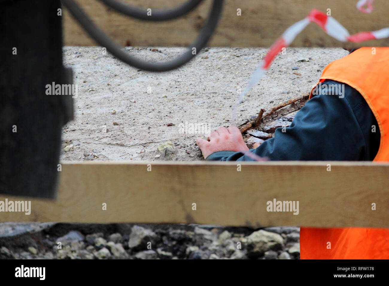 lowering the concrete slab and creating duct protection of the water ...