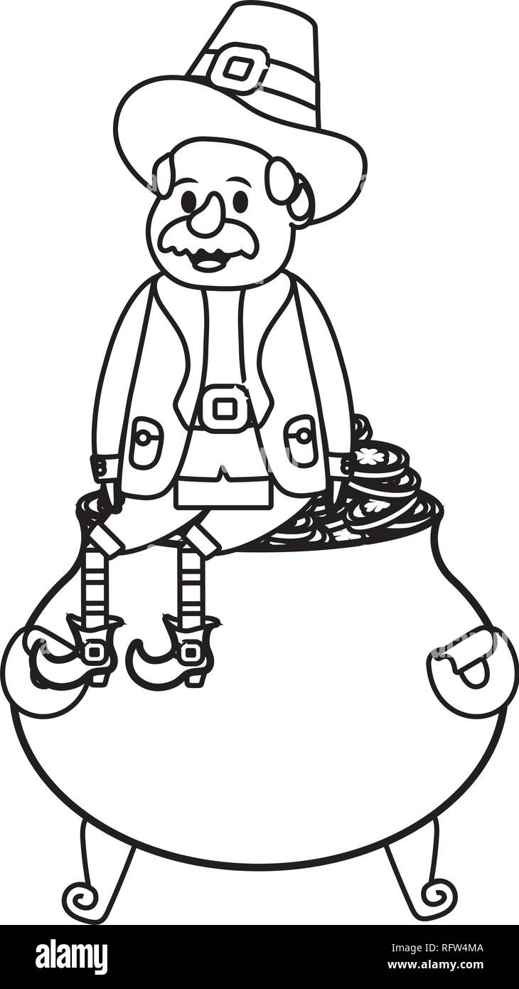 leprechaun with pot of gold Stock Vector Image & Art - Alamy