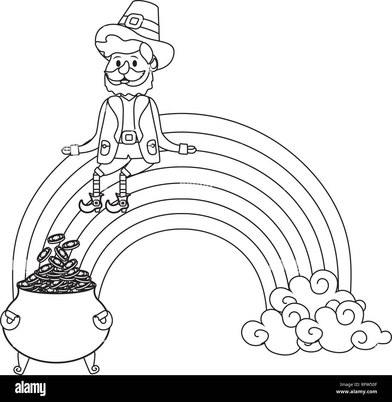 leprechaun with pot of gold Stock Vector Image & Art - Alamy