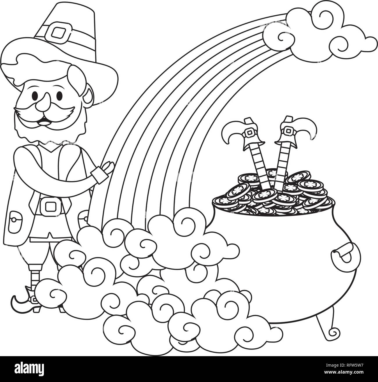 leprechaun with pot of gold Stock Vector Image & Art - Alamy