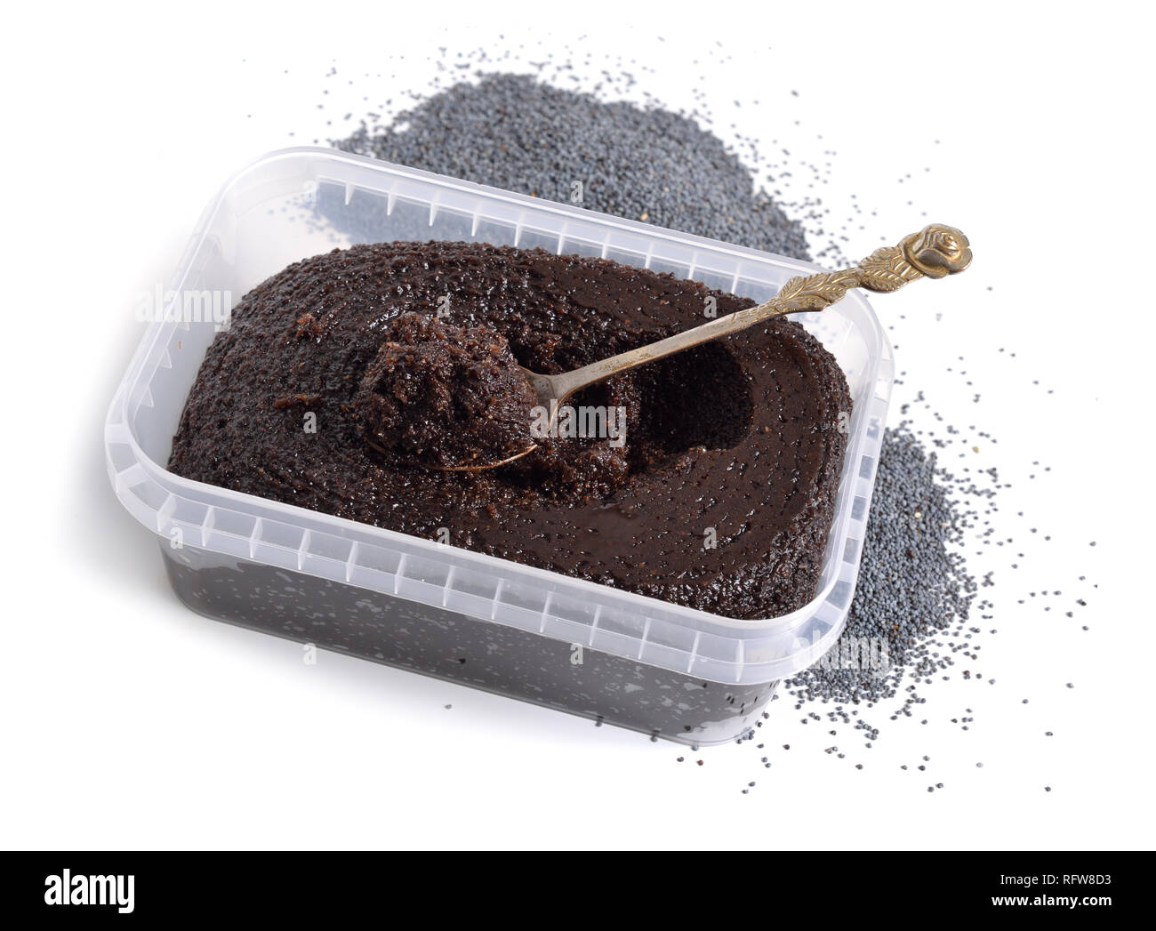 Poppy seed paste isolated on white background Stock Photo - Alamy