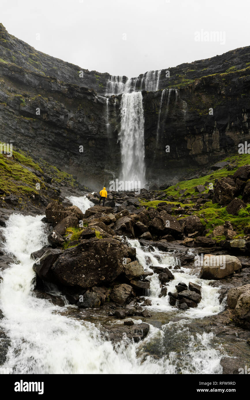 Fossa waterfall, Streymoy island, Faroe Islands, Denmark, Europe Stock ...