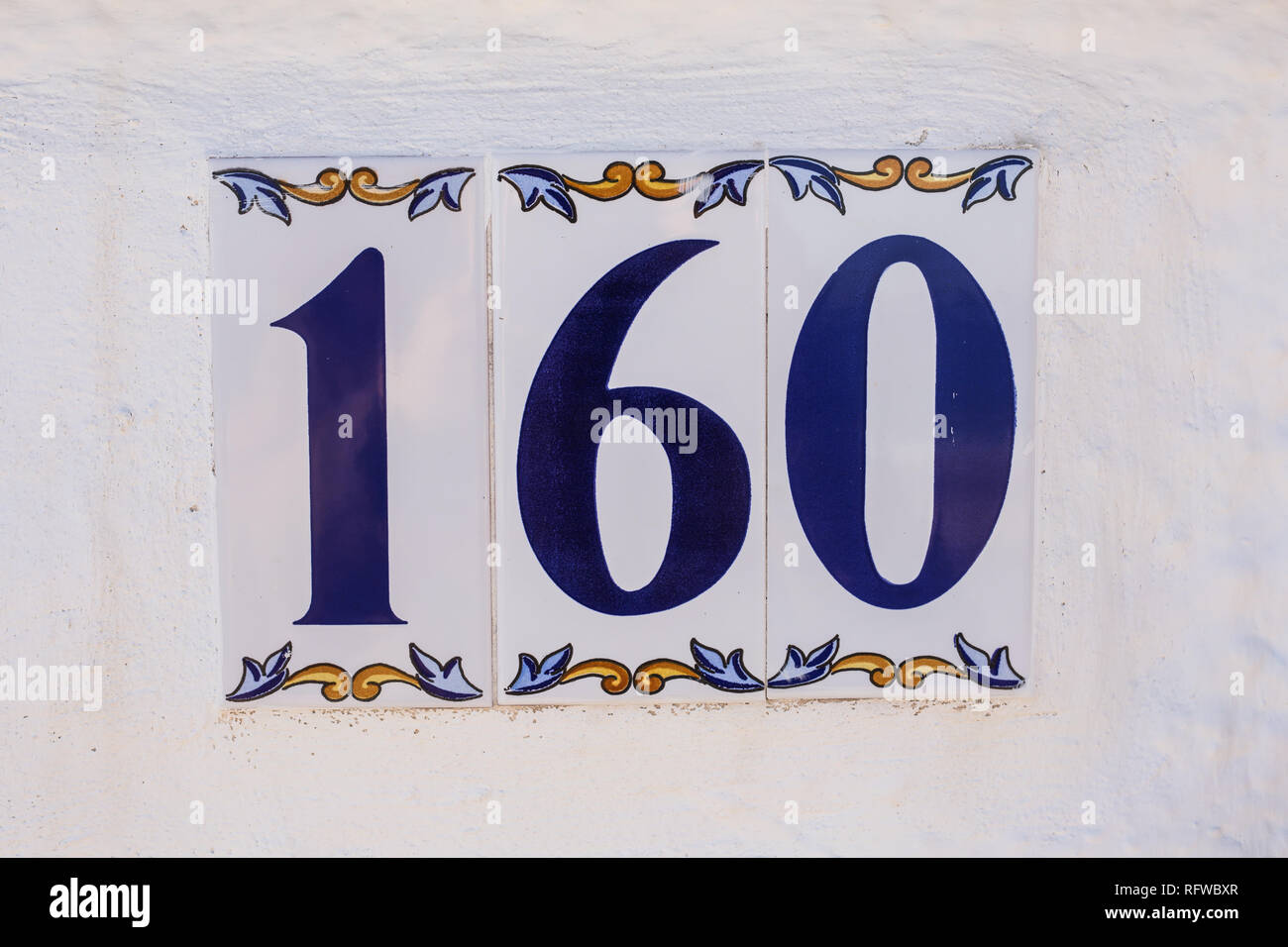 Ceramic house number one hundred and sixty Stock Photo - Alamy