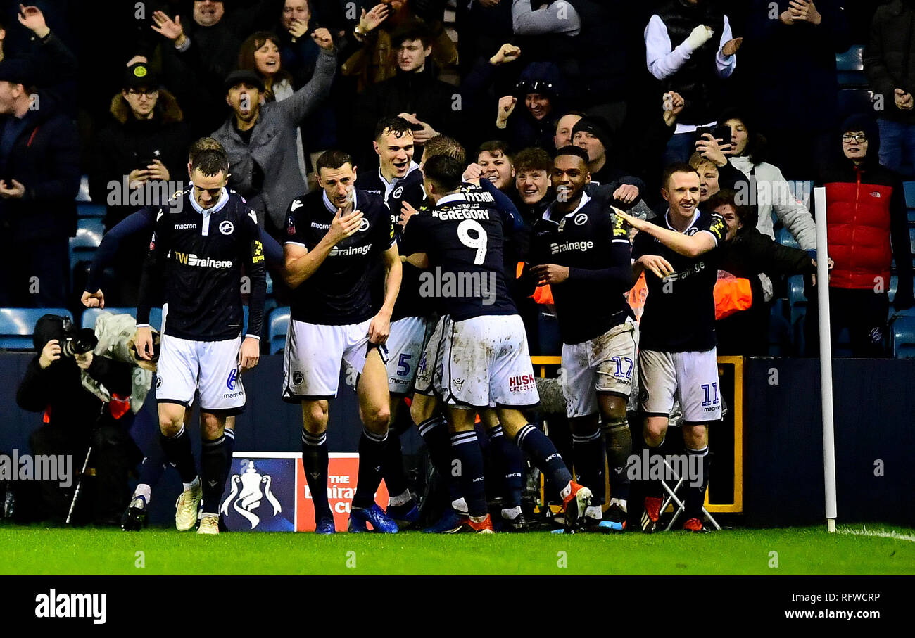 Millwalls jake cooper 5 celebrates scoring hi-res stock photography and ...