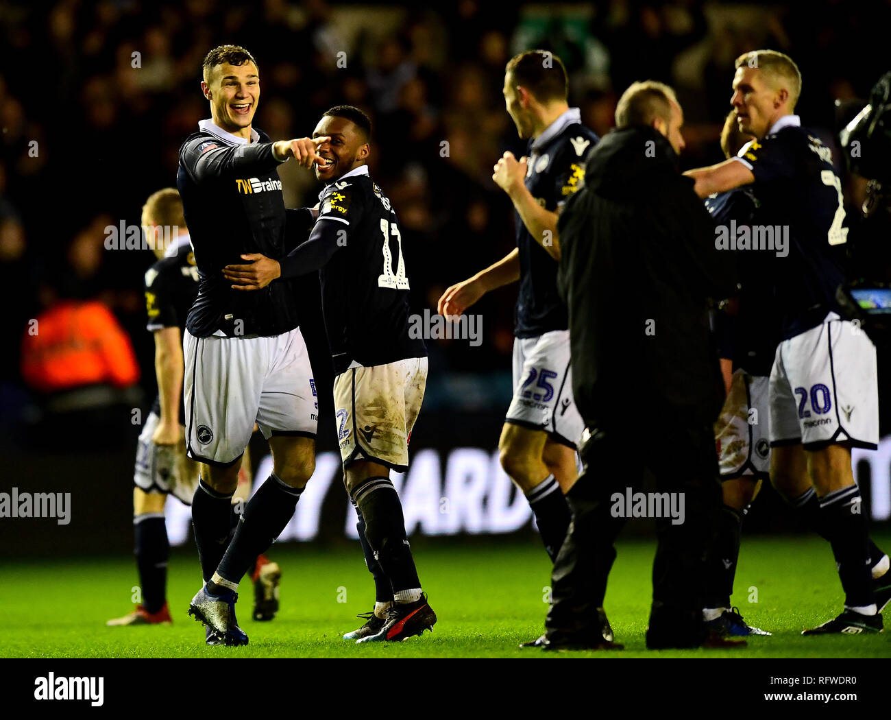 Millwall's Jake Cooper (left) celebrates after the final whistle during ...