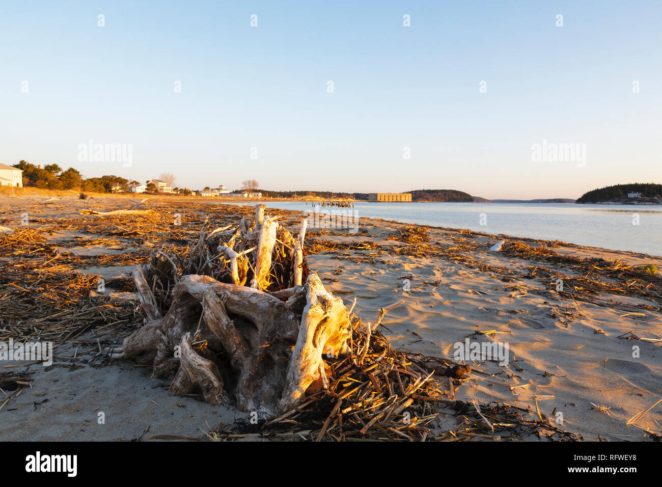 Popham Beach State Park in Phippsburg, Maine USA at sunrise during the ...