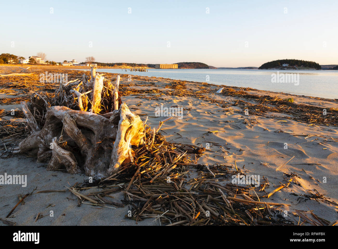 Popham Beach State Park in Phippsburg, Maine USA at sunrise during the ...