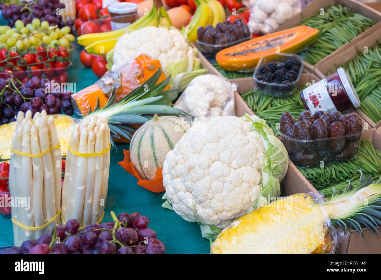 Fresh bio vegetables on farmer market in Paris, France. Typical ...