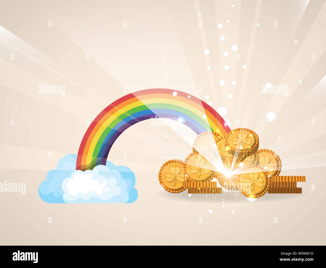 cute rainbow with treasure coins Stock Vector Image & Art - Alamy