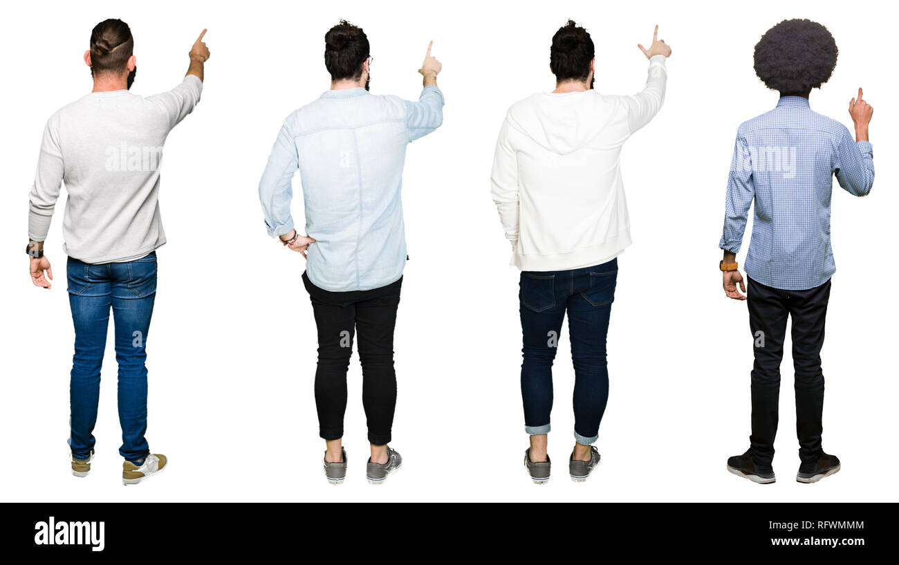 Collage of group of young men over white isolated background Posing ...