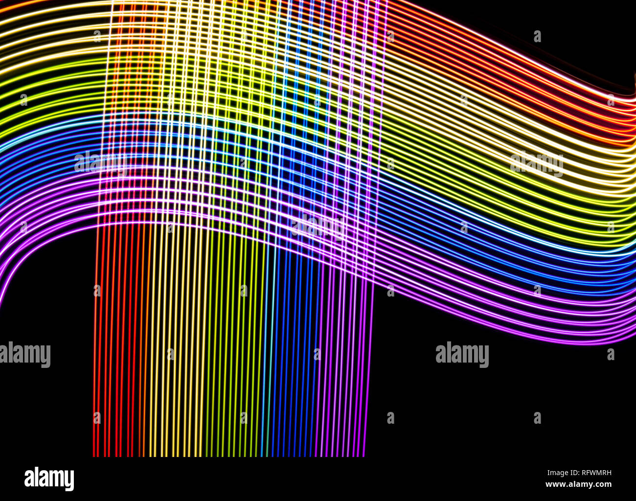 Rainbow of light. Photography made with light painting. Abstract lines ...