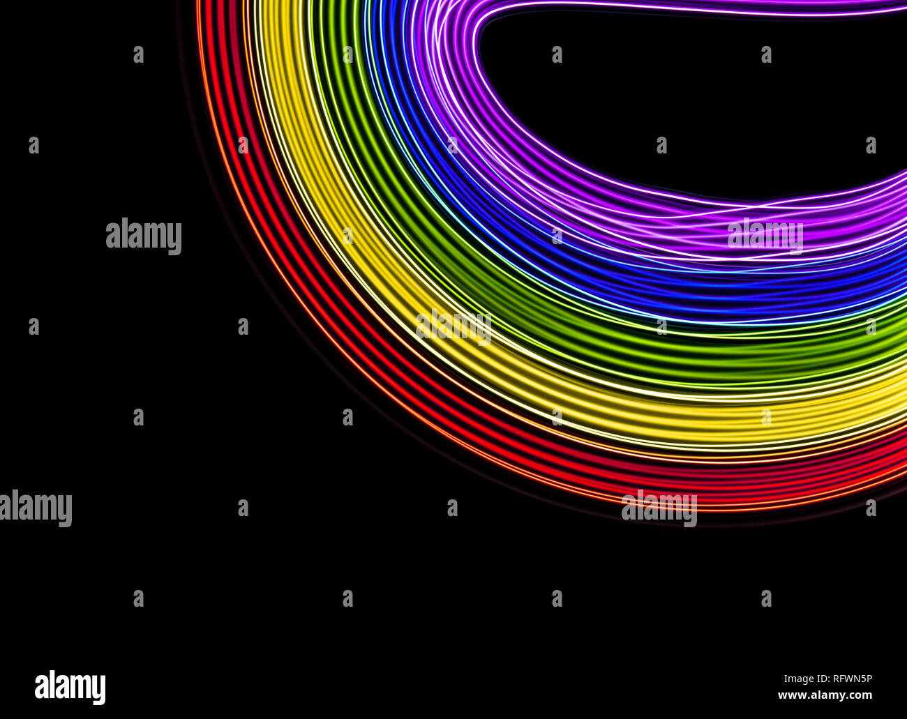 Rainbow of light. Photography made with light painting. Abstract lines ...
