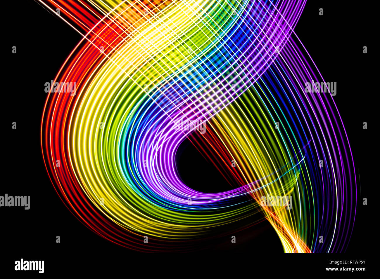 Rainbow of light. Photography made with light painting. Abstract lines ...