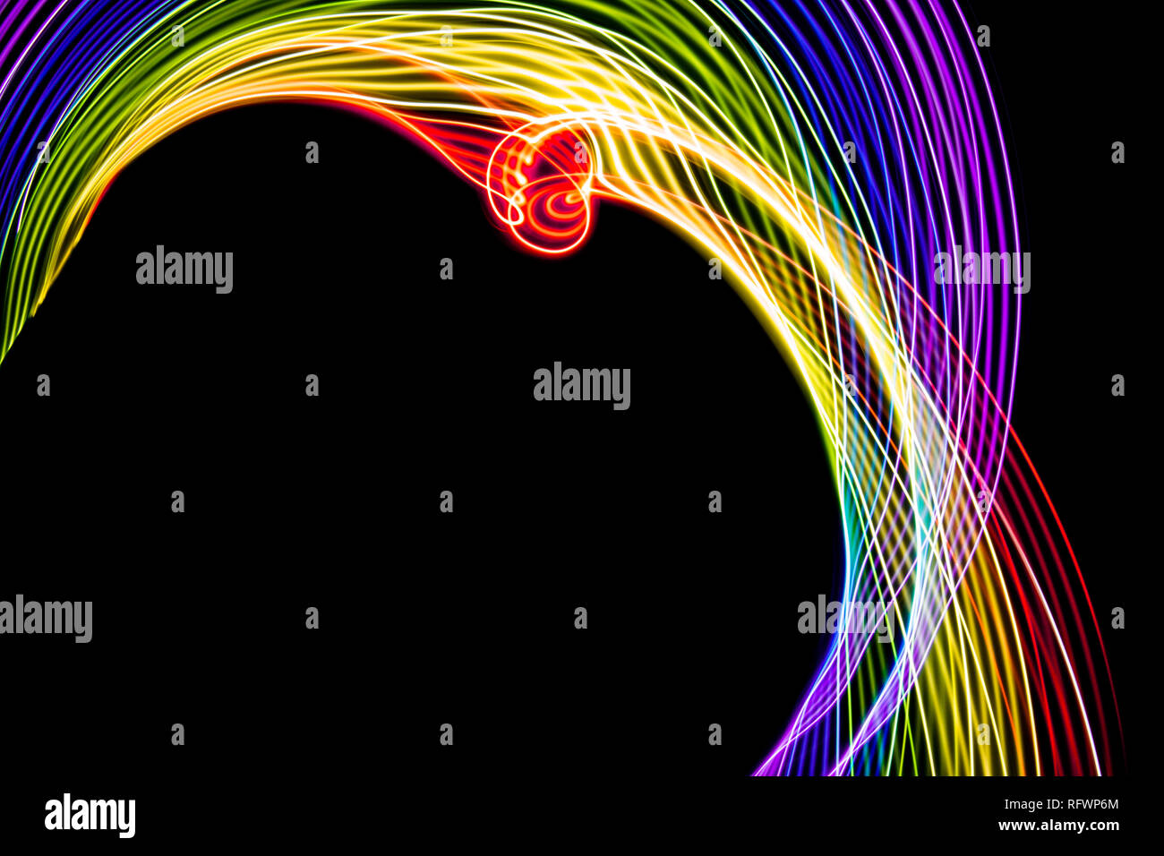 Rainbow of light. Photography made with light painting. Abstract lines ...