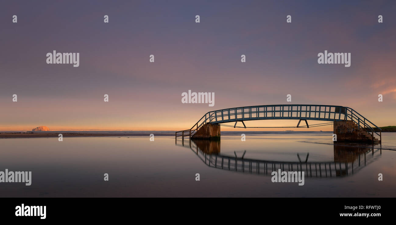 Bridge to Nowhere at sunrise, Belhaven Bay, Dunbar, East Lothian ...