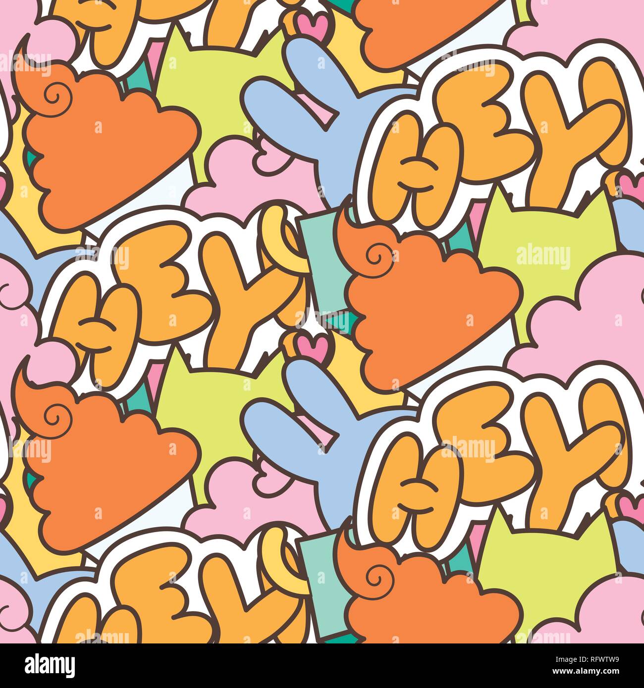 Hey. Seamless vector pattern with cute cartoon monsters and beasts ...