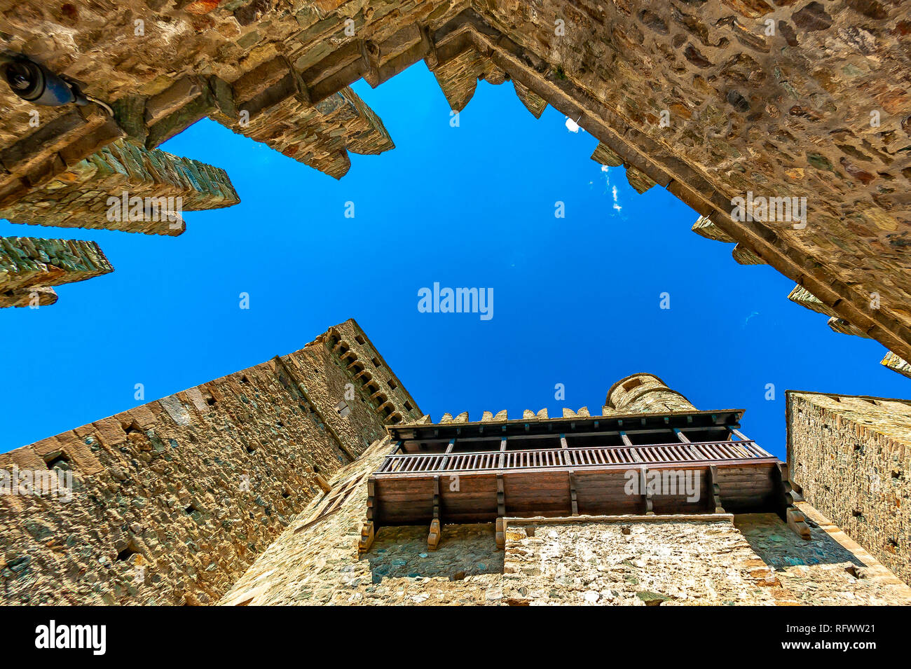 Italy Valle d'Aosta Fenis the castle Stock Photo - Alamy