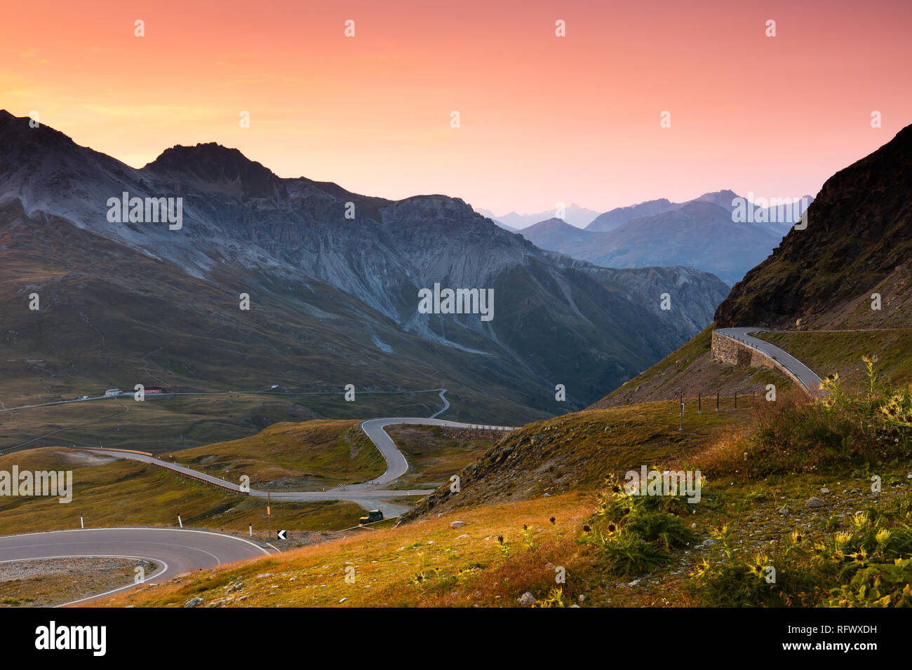 Sunset at the top of the Stelvio Pass (Passo dello Stelvio), Eastern ...