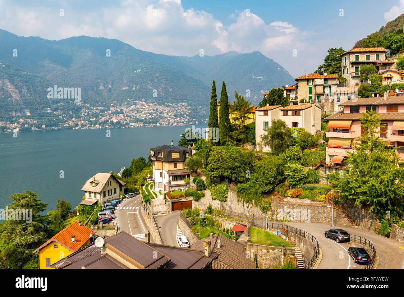 View of Lake Como from Nesso, Province of Como, Lake Como, Lombardy ...