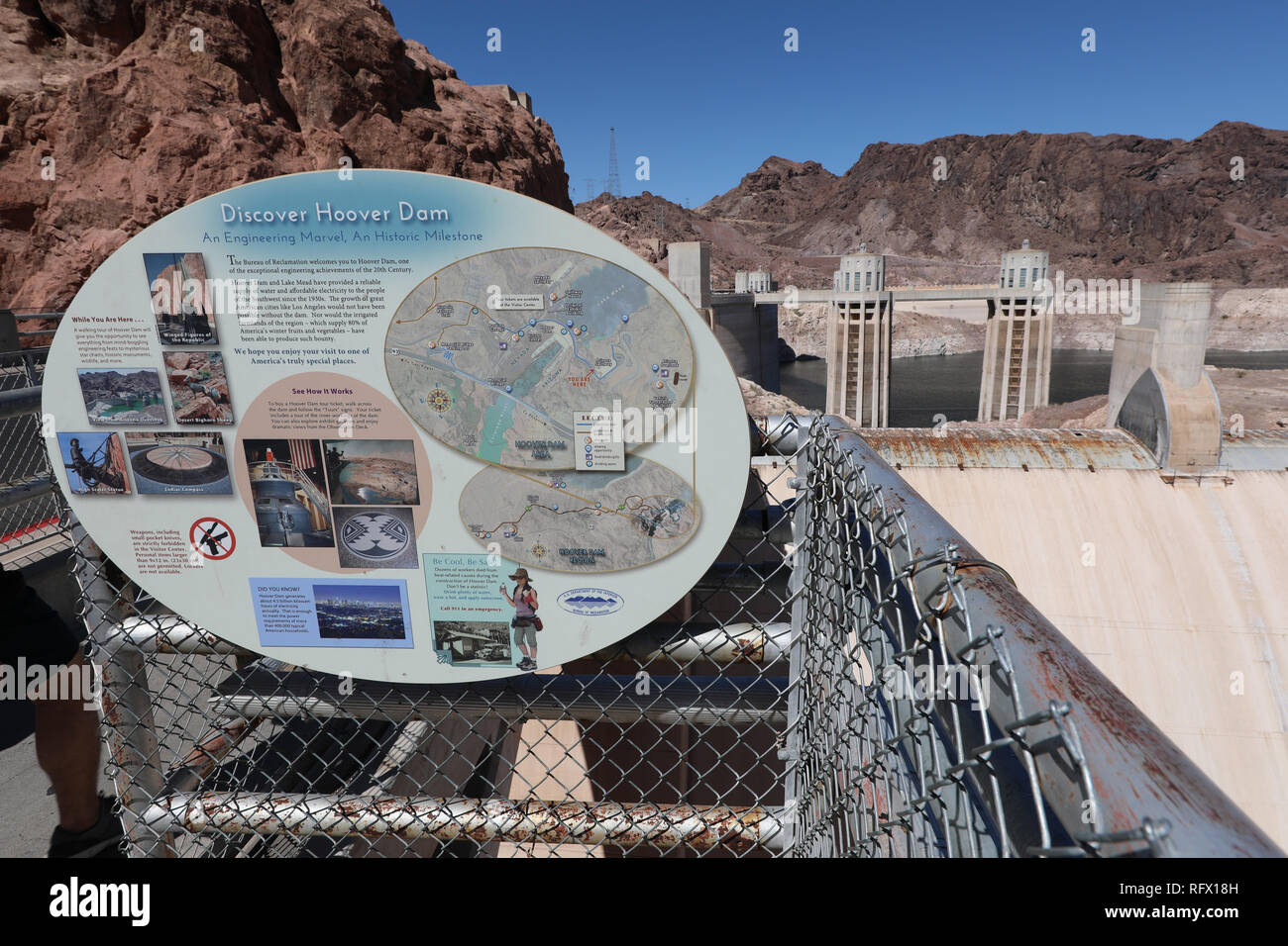 Hoover Dam hydroelectric dam on the border between Nevada and Arizona ...