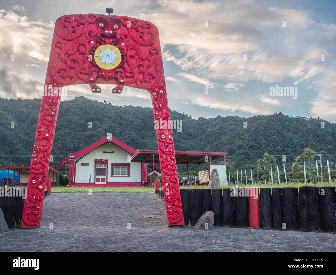 Gateway to Otuwhare Marae, Omaio, East Cape, New Zealand Stock Photo ...