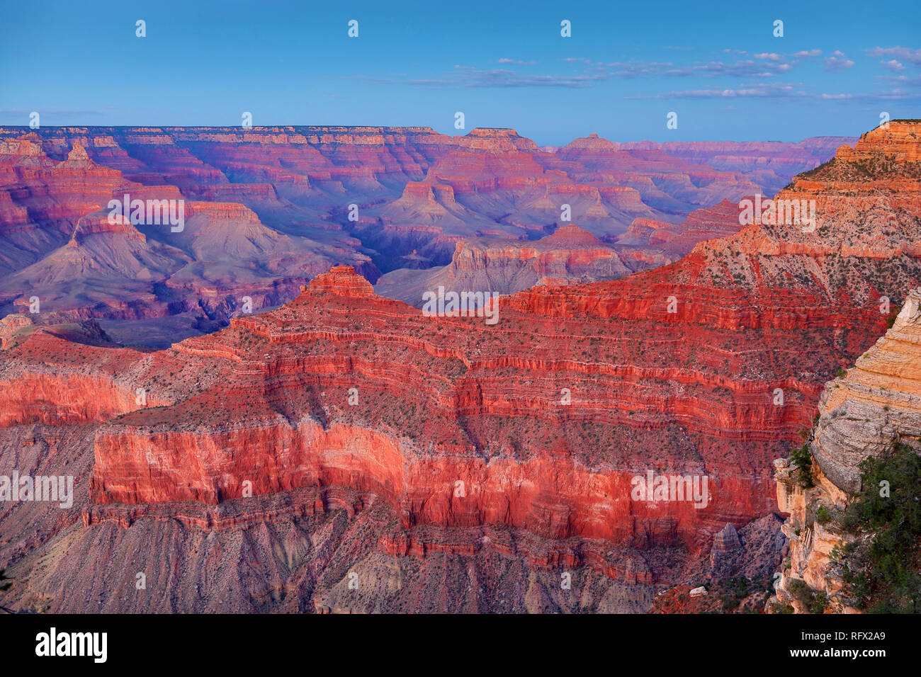 Red rock of the Grand Canyon seen from the South Rim at Mather Point in ...