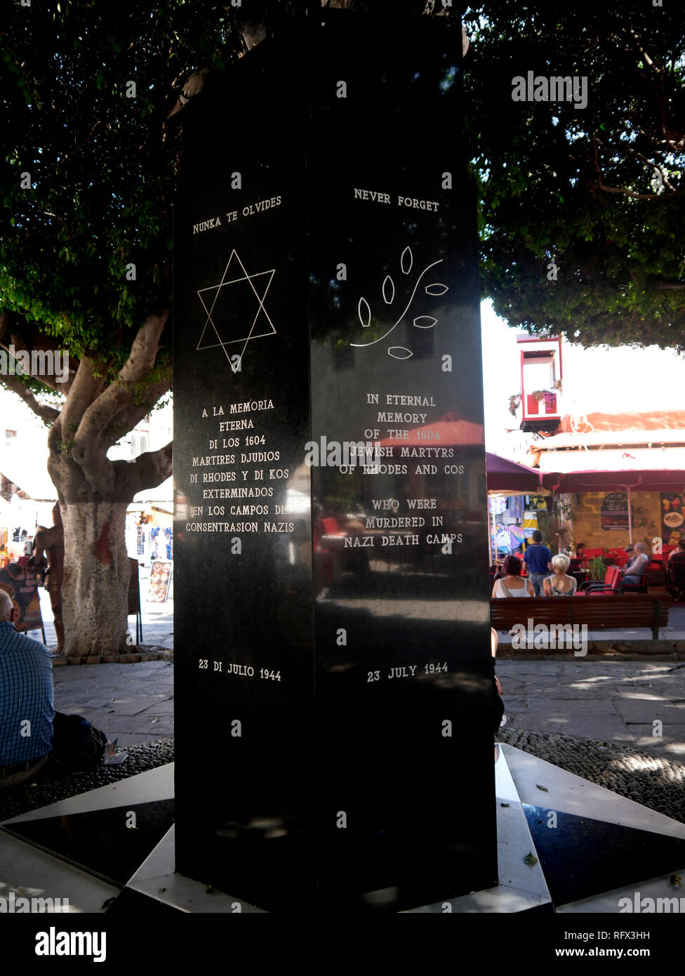 The former Jewish Quarter in Rhodes with the memorial to the Nazi ...