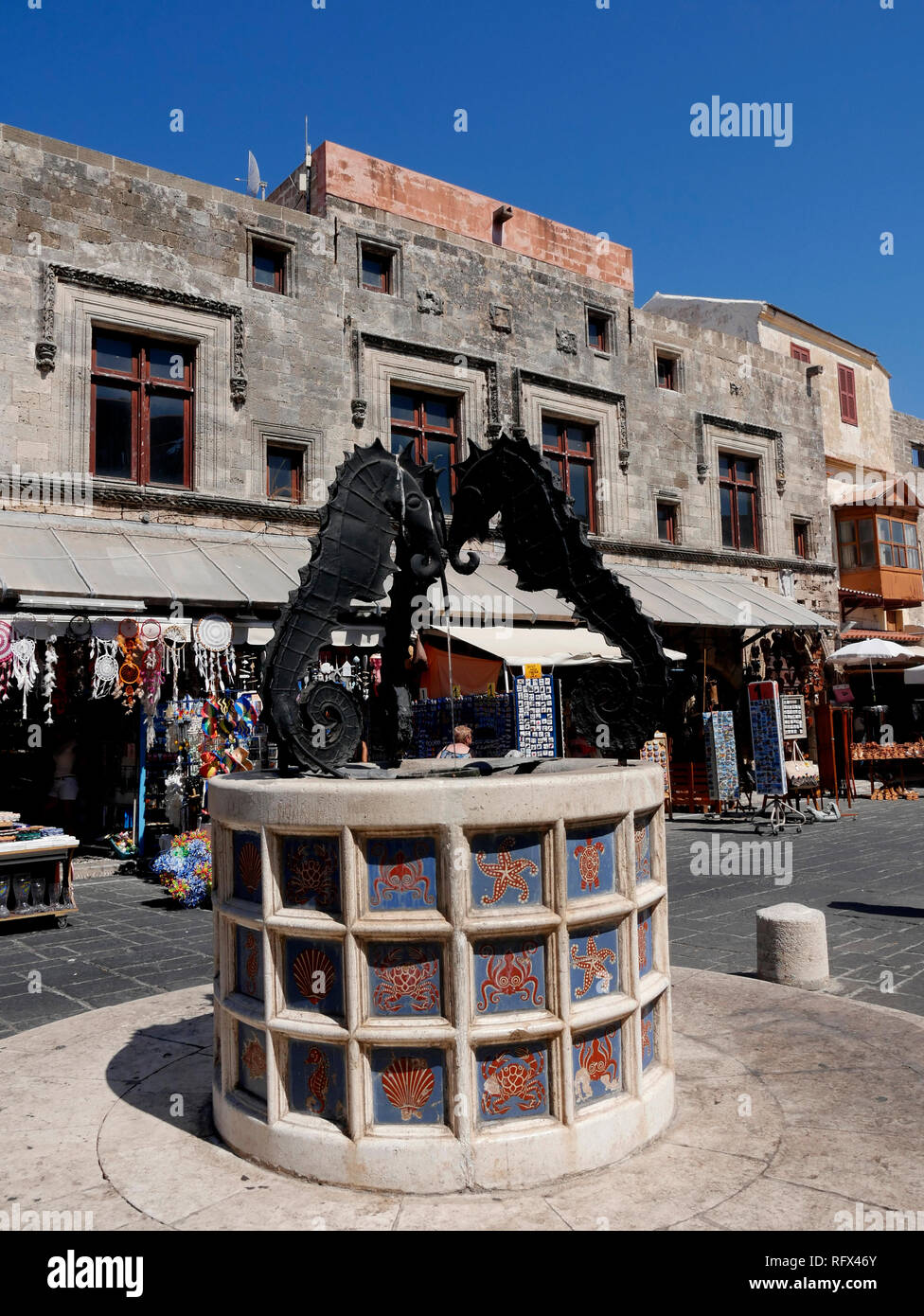 The former Jewish Quarter in Rhodes with the memorial to the Nazi ...