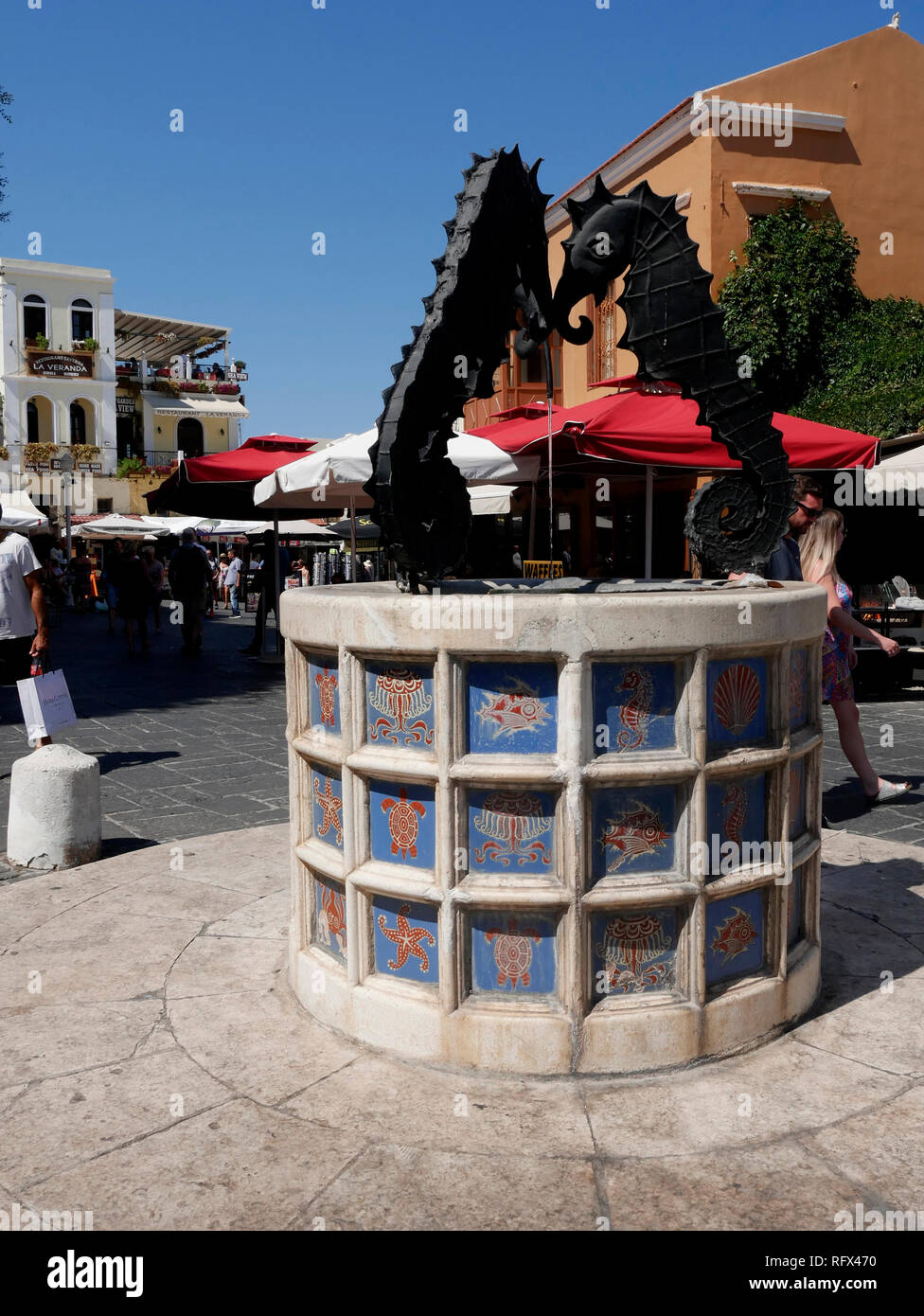 The former Jewish Quarter in Rhodes with the memorial to the Nazi ...