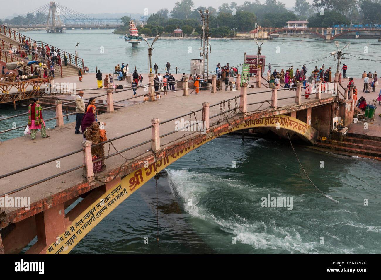 Bridges over the Ganges River in the holy city of Haridwar, Uttarakhand ...