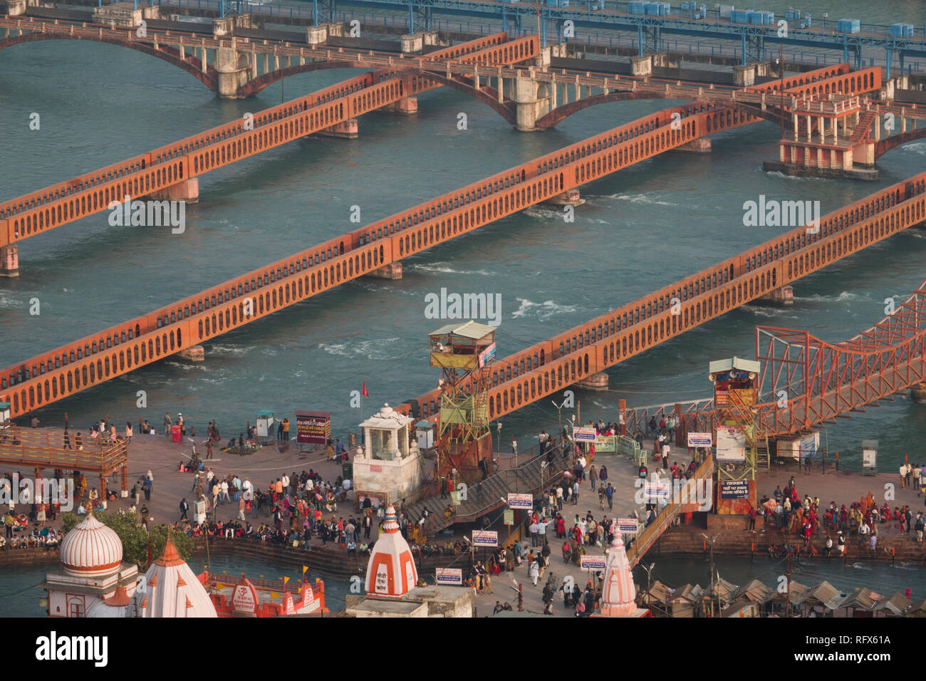 Bridges over the Ganges River in the holy city of Haridwar, Uttarakhand ...