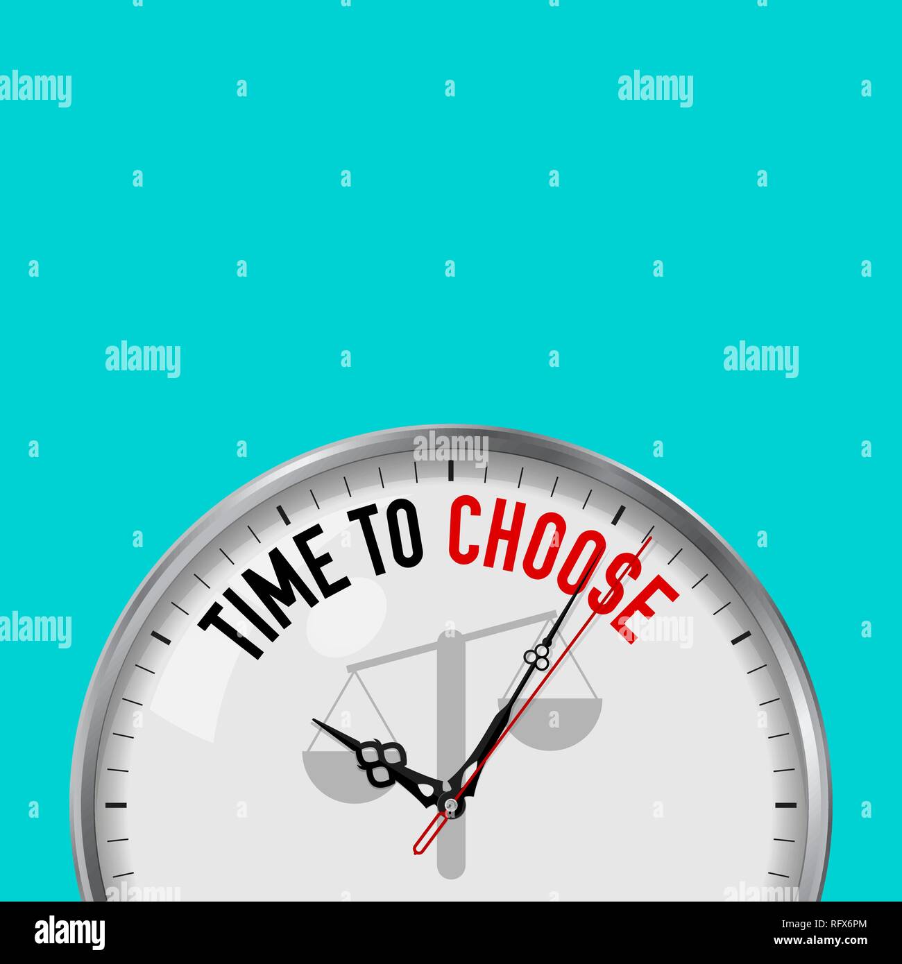 Time to Choose. White Vector Clock with Motivational Slogan. Analog ...