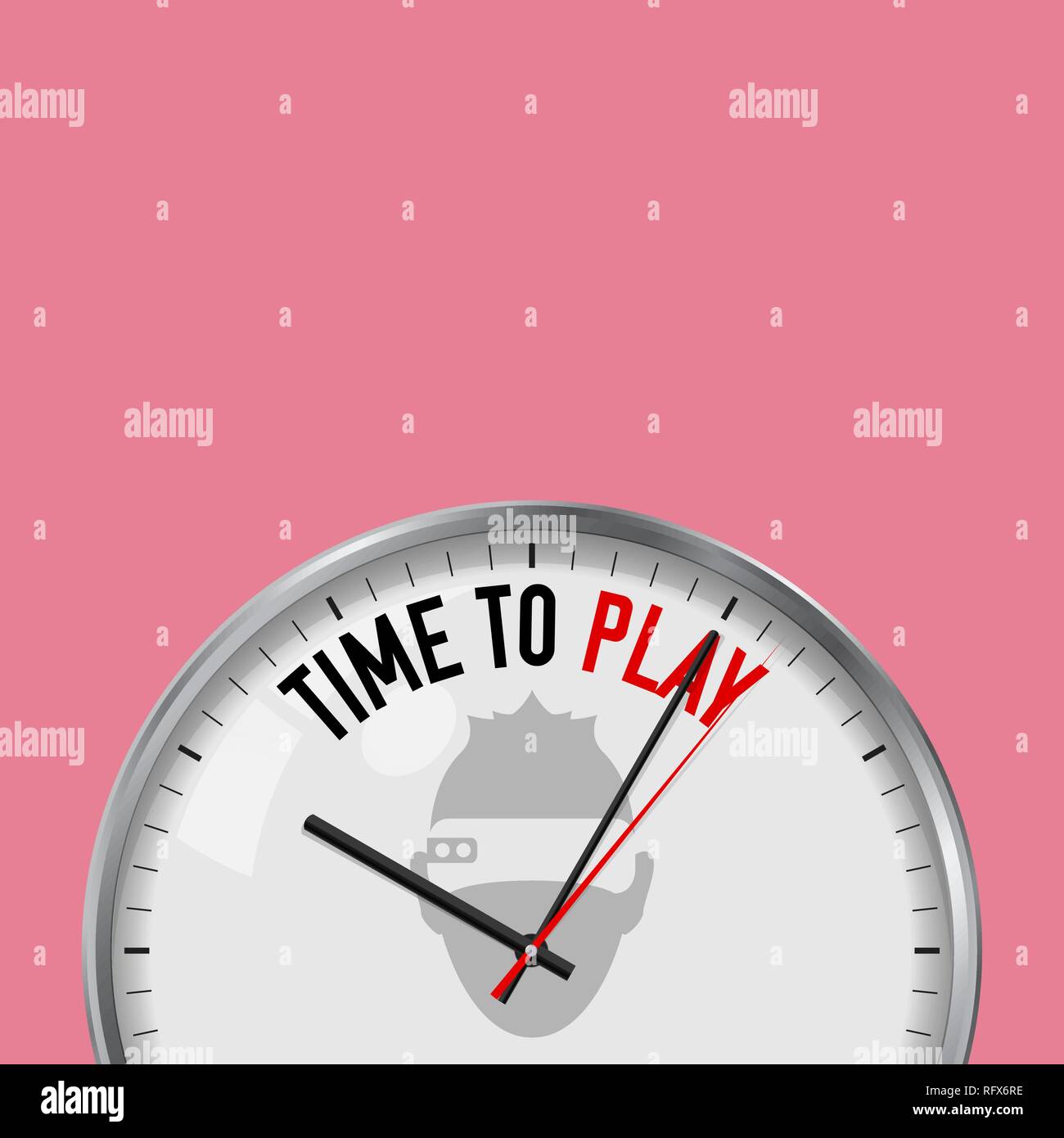 Time Time to Play. White Vector Clock with Motivational Slogan. Analog ...