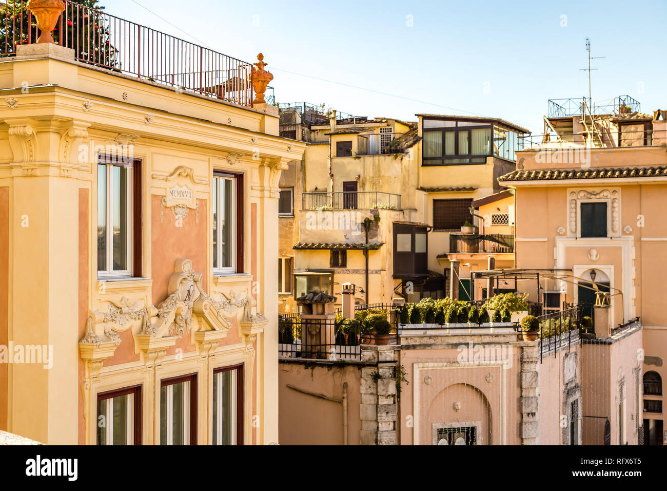 typical ancient buildings in fascinating street of Rome Stock Photo - Alamy