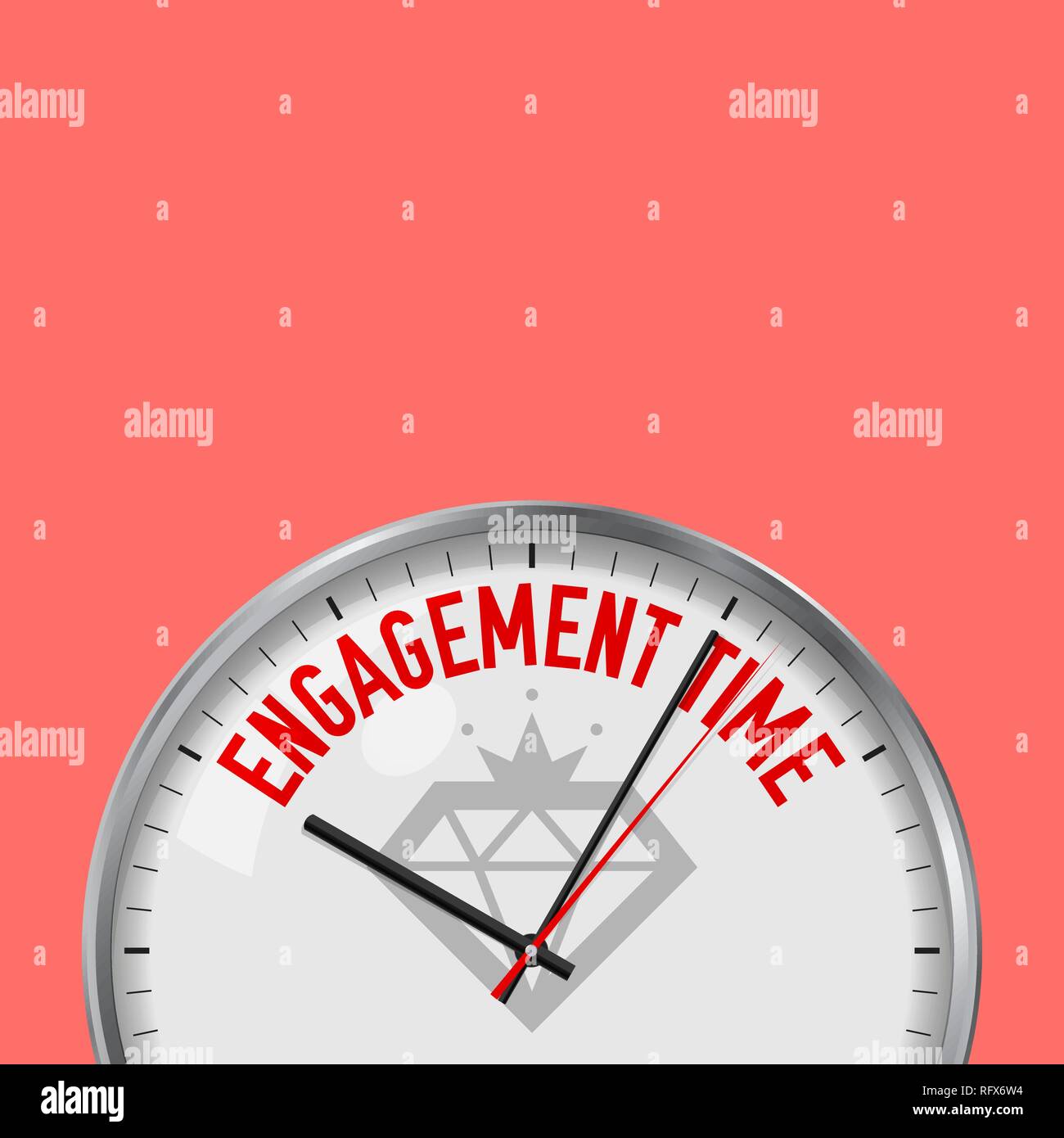Engagement Time. White Vector Clock with Motivational Slogan. Analog ...