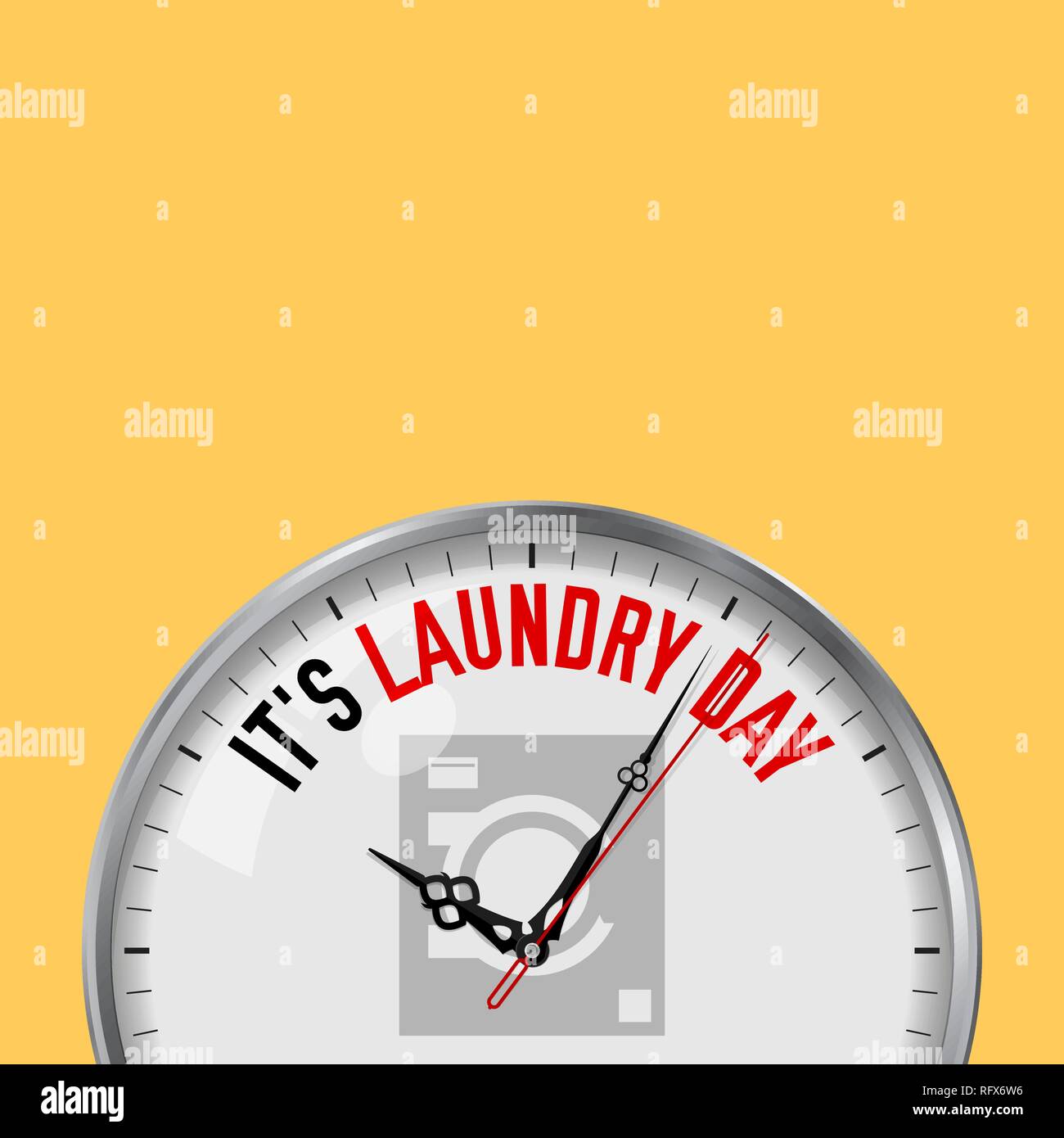 It's Laundry Day. White Vector Clock with Motivational Slogan. Analog ...