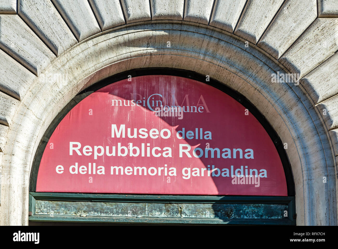 ROME, ITALY - JANUARY 5, 2019: light is enlightening signboard on ...
