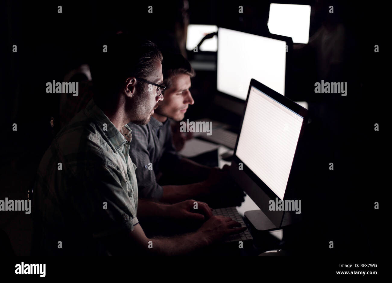 Late night businessman works on hi-res stock photography and images - Alamy