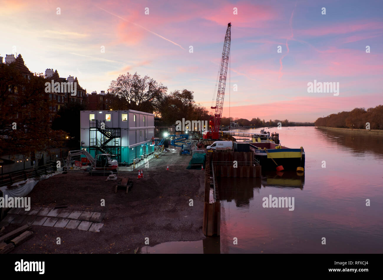 Europe, UK, England, London, Putney Embankment construction Stock Photo ...