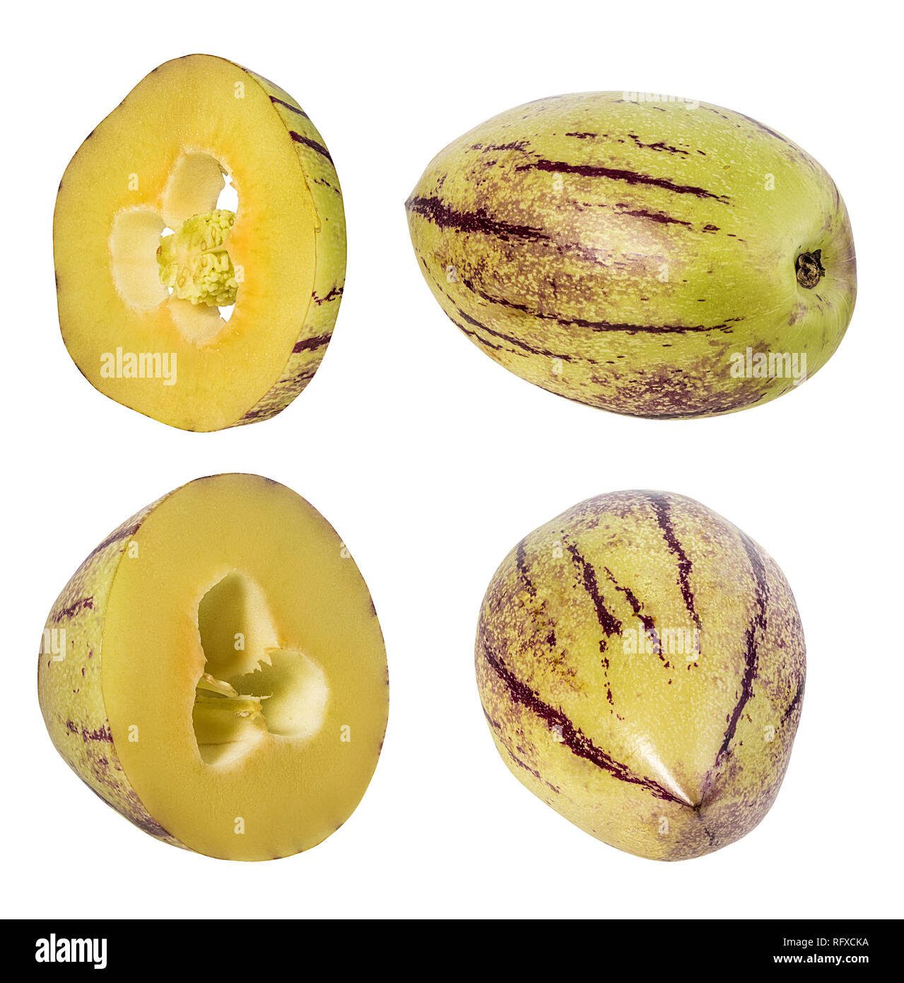 Pepino melon fruit isolated on white background. Clipping Path Stock ...